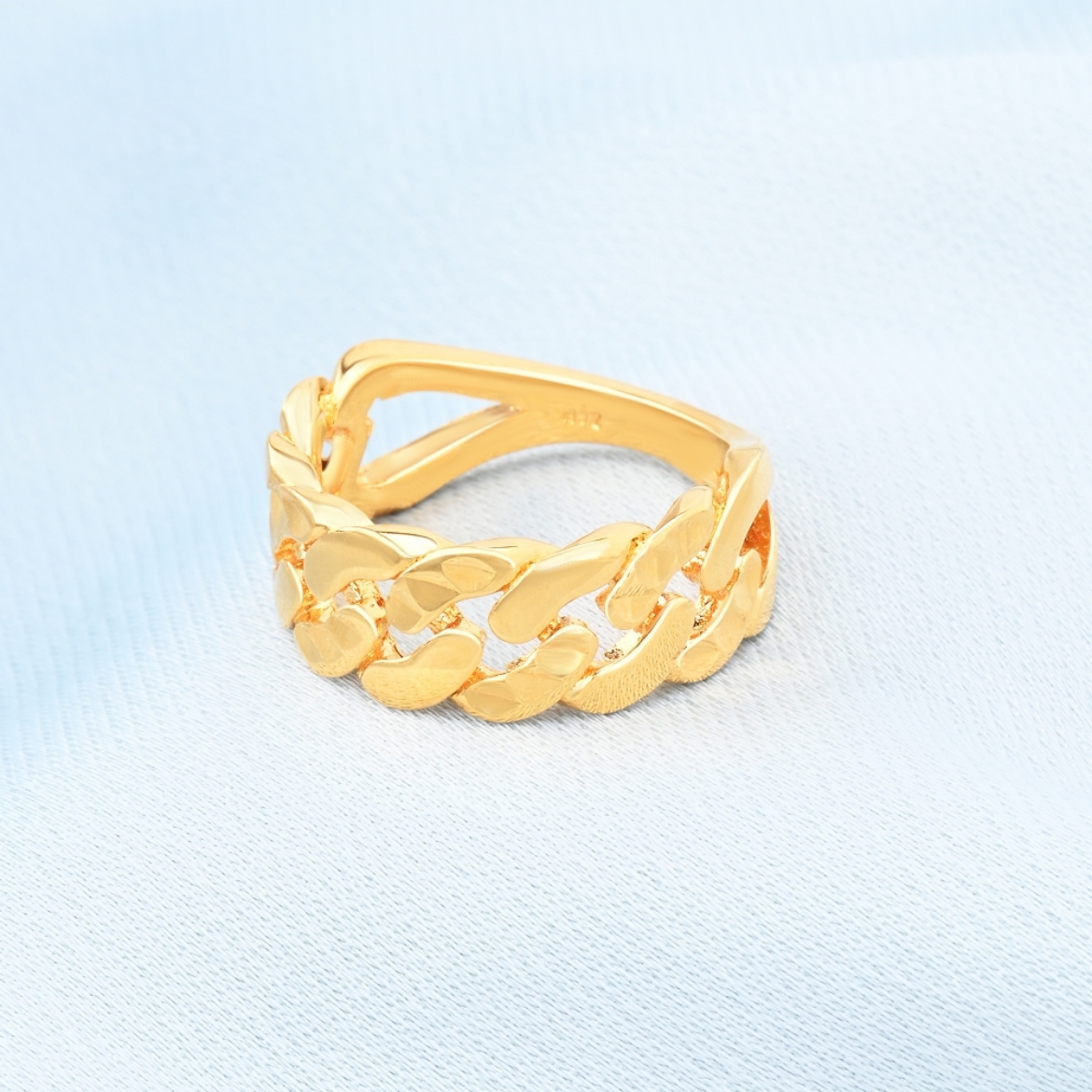 Zhulian Malaysia. Thick Bold Curb Chain Ring Band Gold Plated