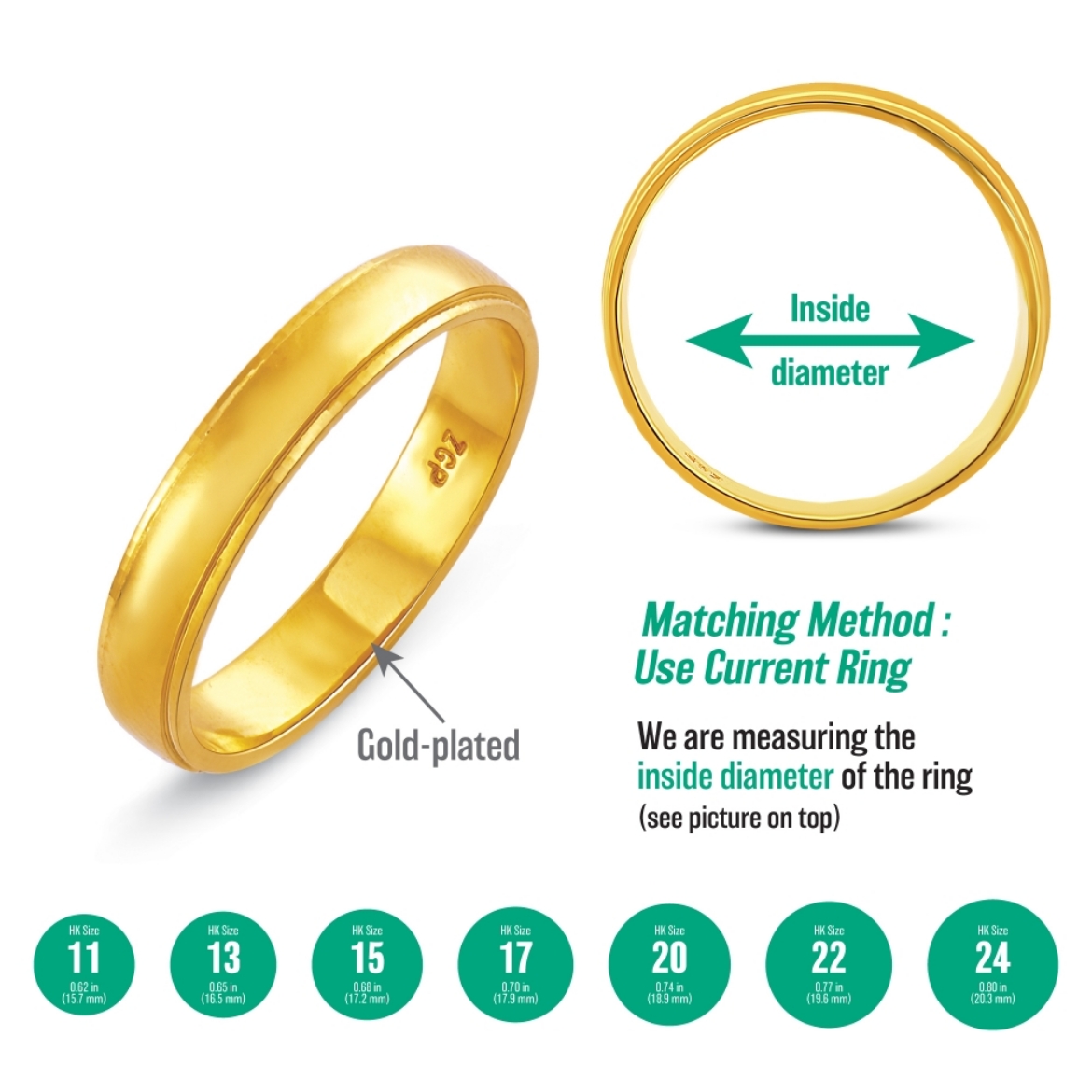 Zhulian Malaysia. Classic Bold Ring Band Gold Plated