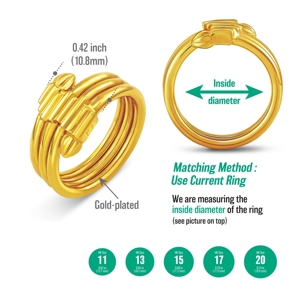 Zhulian Malaysia. Simple Layered Coil Ring Gold Plated