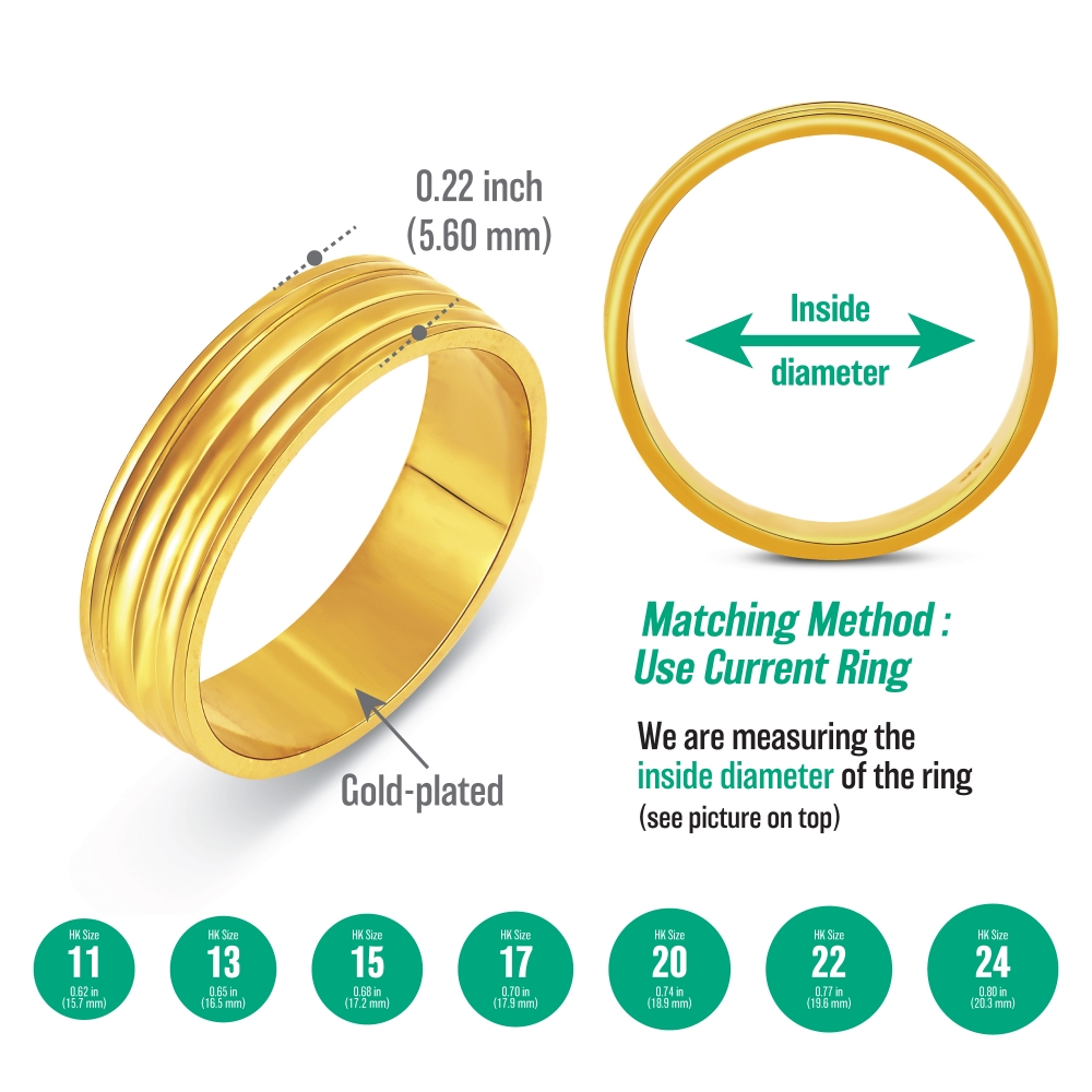Zhulian Malaysia. Multi Lines Layered Ring Band Gold Plated