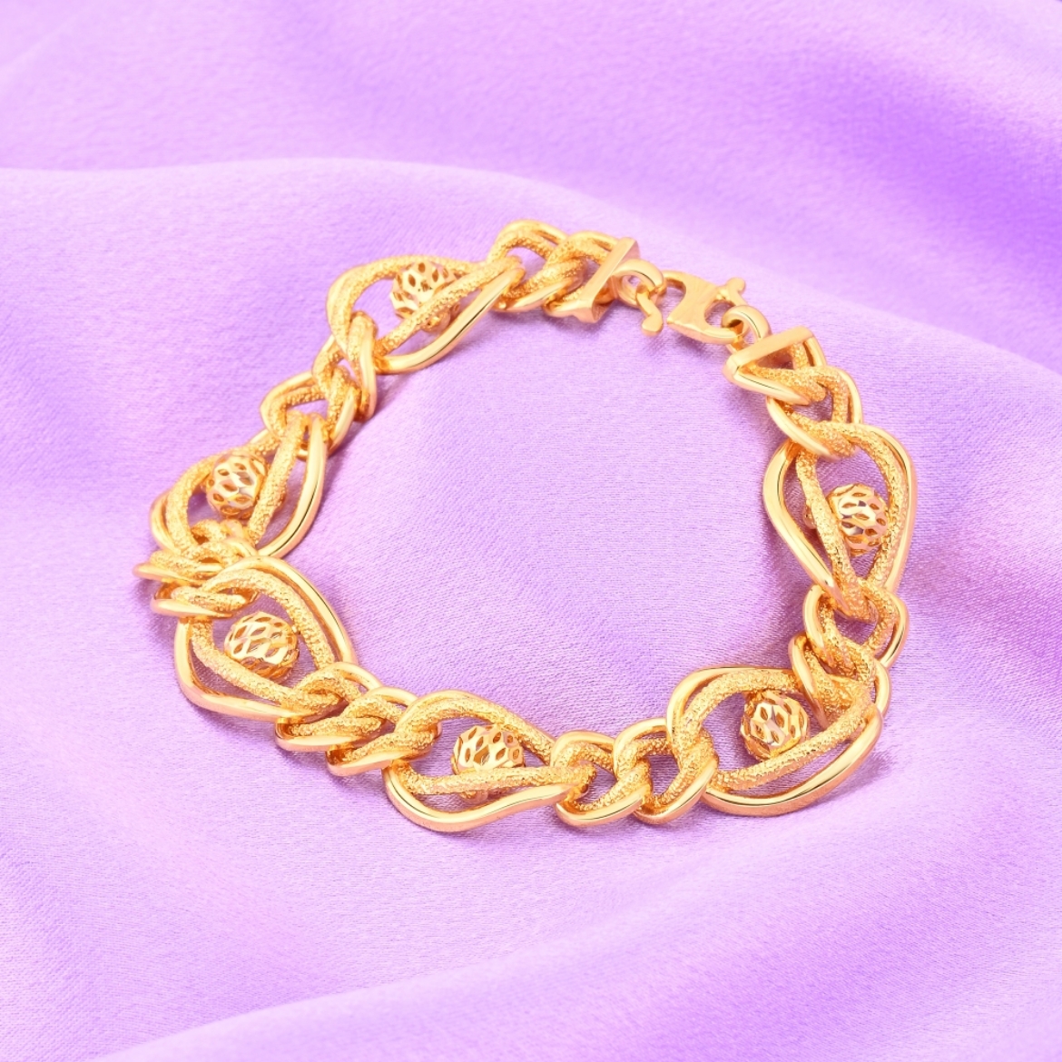 Zhulian Malaysia. Double Link Chain Bracelet Gold Plated with Ball ...