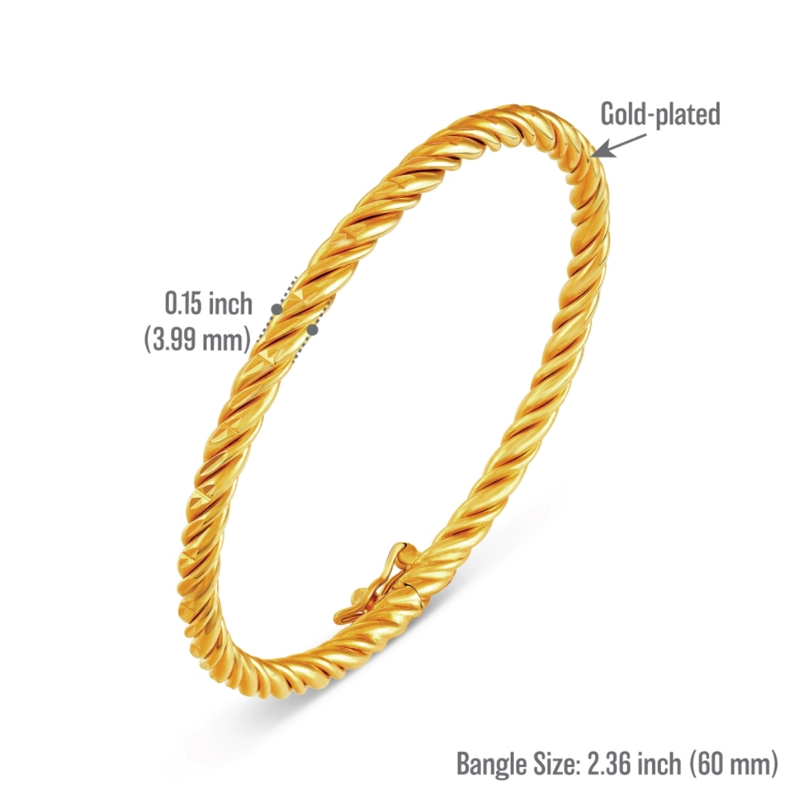 Zhulian Malaysia. Minimalist Twisted Bangle Gold Plated