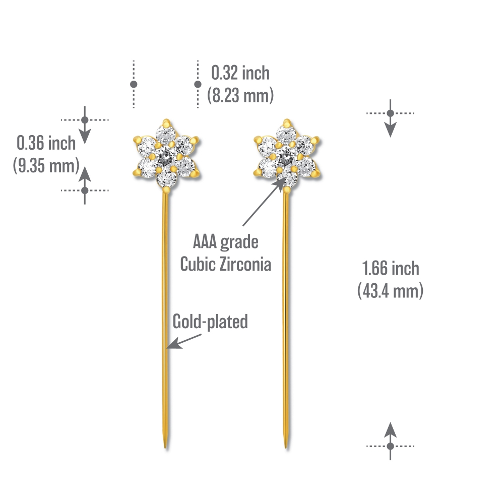 Zhulian Malaysia. Flower Hijab Scarf Pins Gold Plated