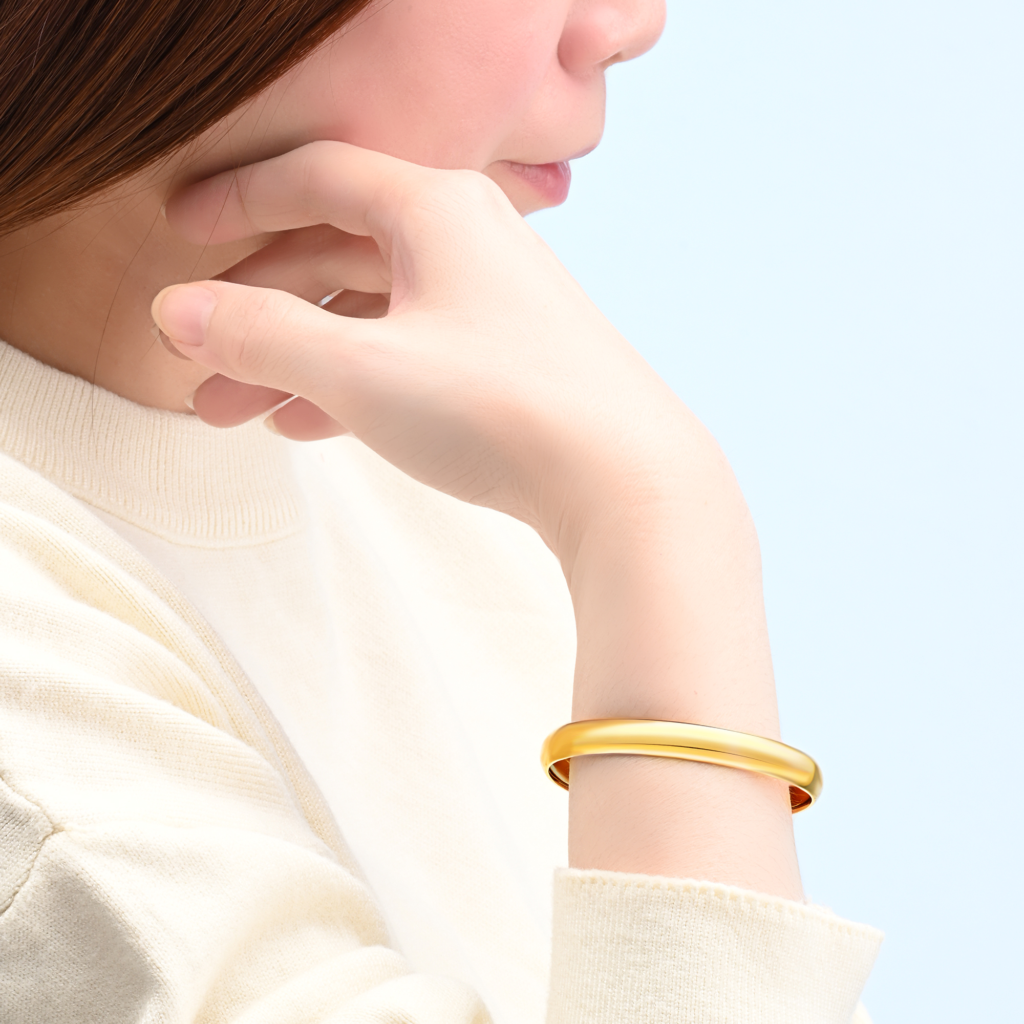 Zhulian Malaysia. Classic Plain Bangle Gold Plated